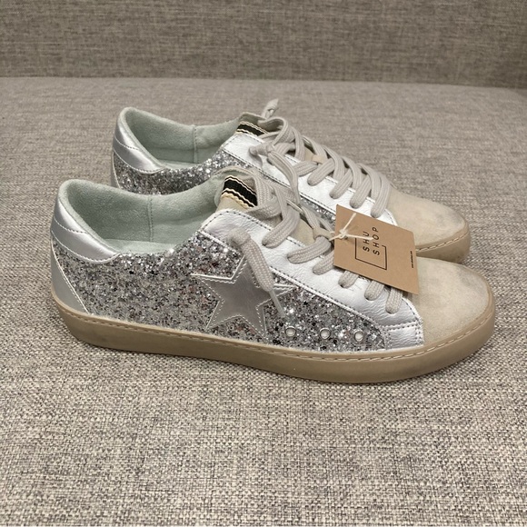 ShuShop | Shoes | New Shu Shop Paula Womens Sneakers In Silver Shimmer ...